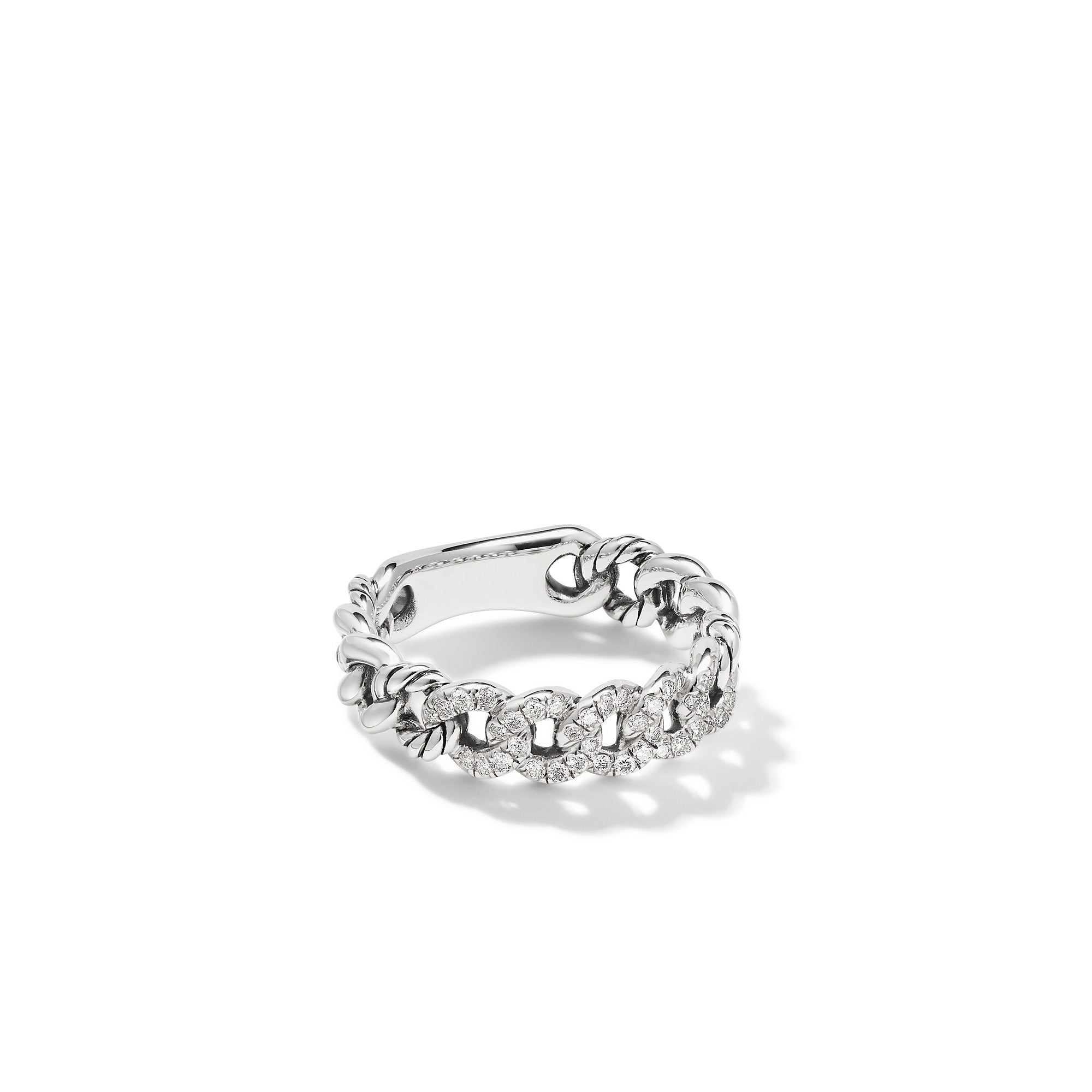 Belmont® Curb Link Band Ring in Sterling Silver with Diamonds\, 5mm