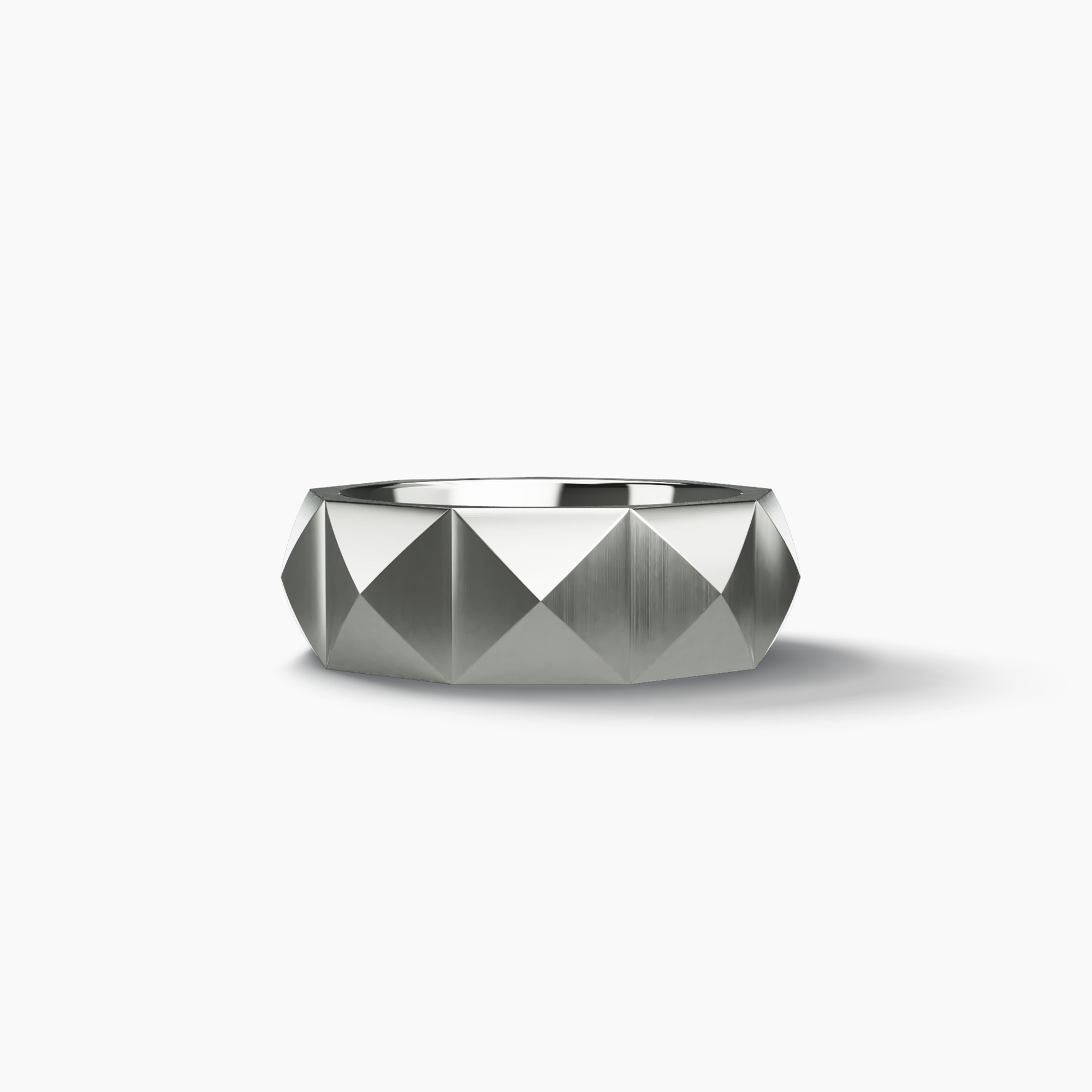 8MM PYRAMID BAND RING SIL